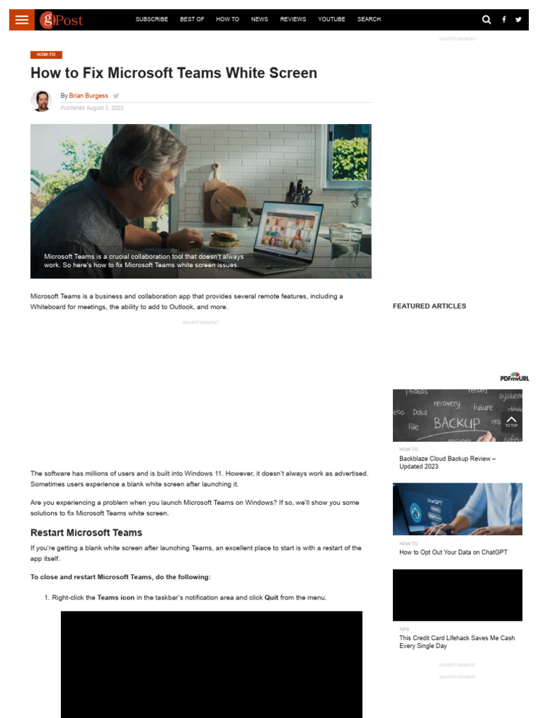 How To Fix Teams With A White Screen | PDF How To Fix Teams With A White Screen | PDF