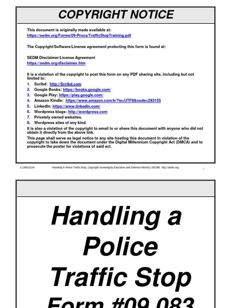 Handling A Police Traffic Stop Course, Form #09.083 | PDF | Police ...