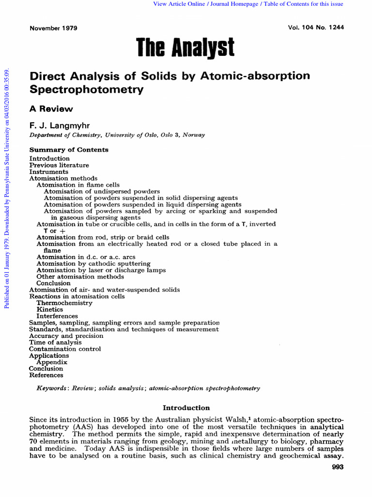 The Analyst: Direct Analysis of Solids by Atomic-Absorption Spectrophotometry | Download Free ...
