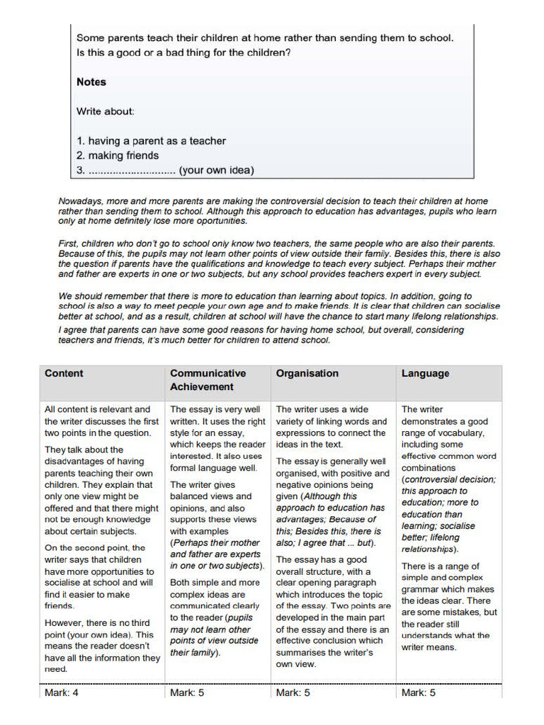 Sample Task, Answer, and Examiner's Comments | PDF