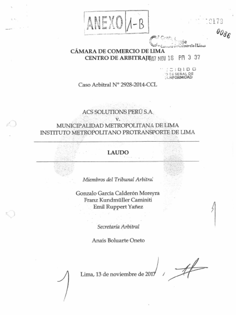 Laudo Acs Solutions Vs Pro Transporte Exp. 2928-2014-Ccl | PDF