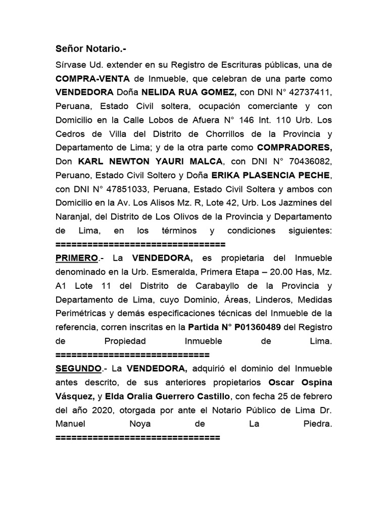 Minuta Nerida Rua | PDF Minuta Nerida Rua | PDF