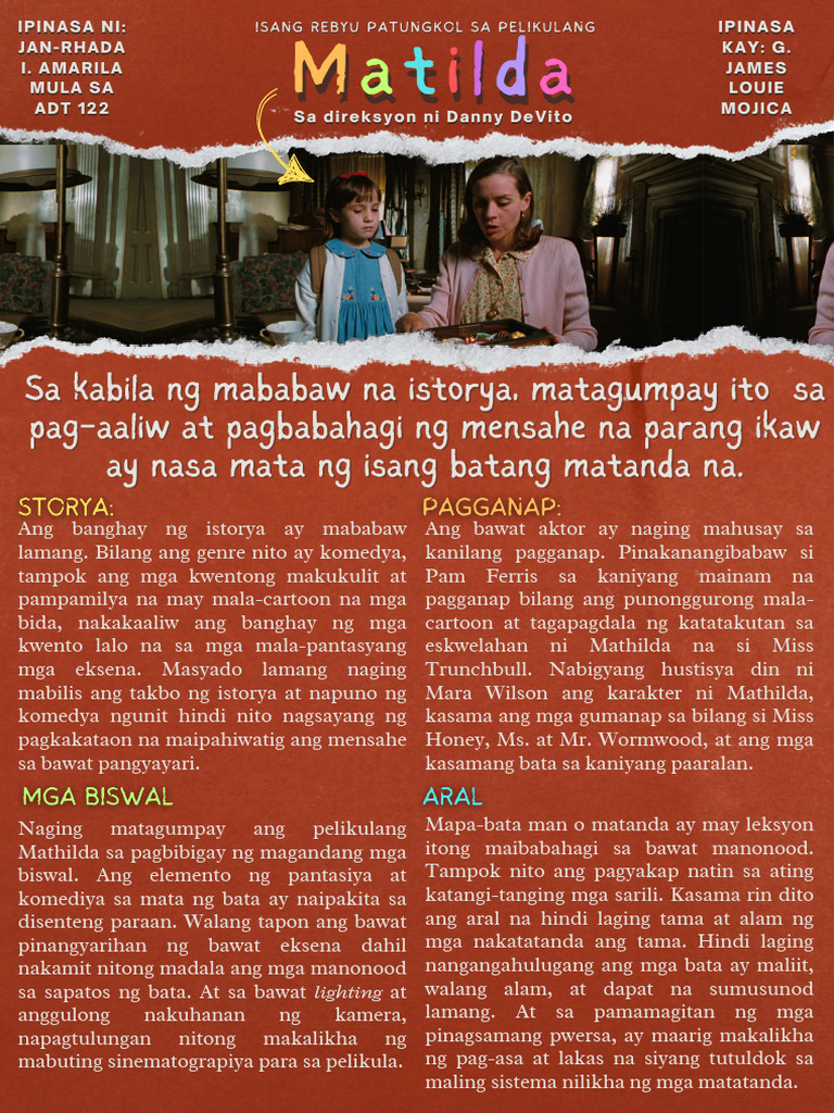 Amarila - Rebyu Sa Pelikulang Mathilda | PDF