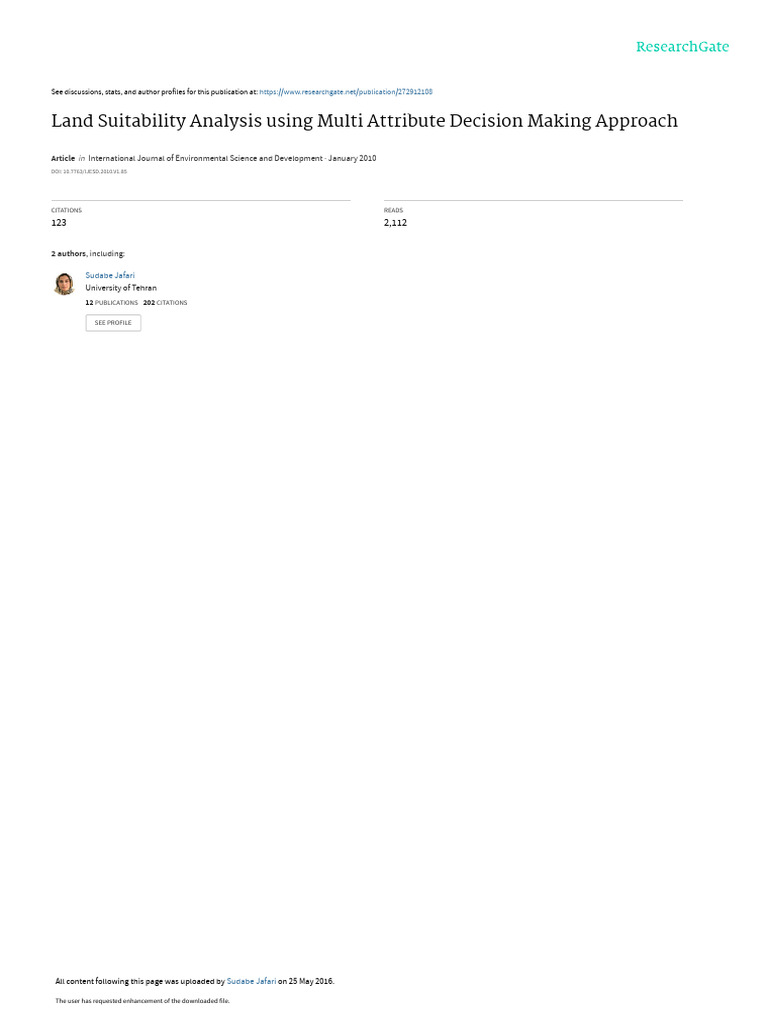 Land Suitability Analysis Using Multi Attribute de | PDF | Soil ...