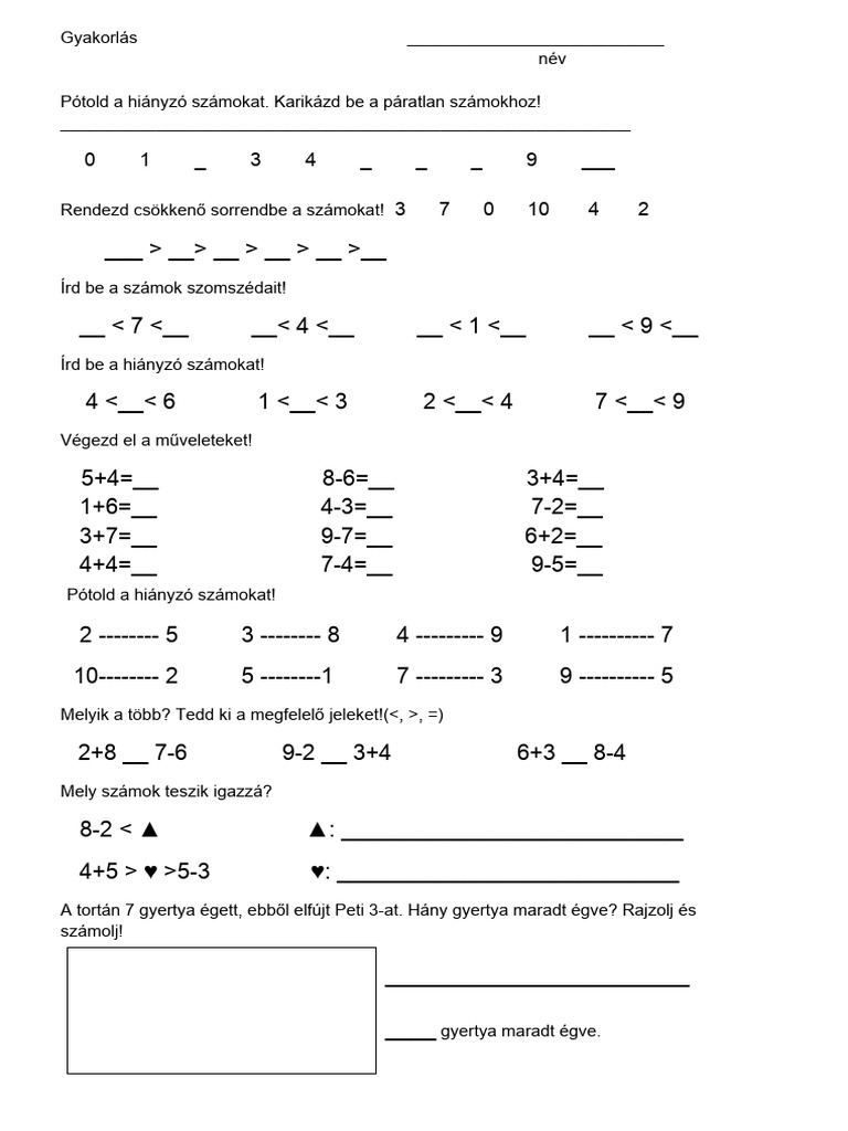 GYAKORLÁS 10-Es Számkörben | PDF