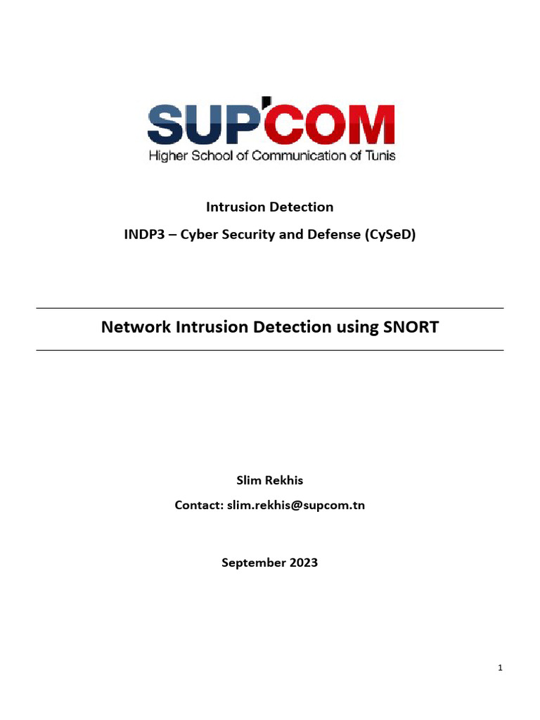 IntrusionDetection Lab1 Snort | PDF | System Software | Security