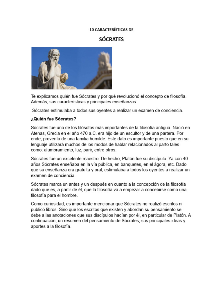 Características de Sócrates | PDF | Sócrates | Sabiduría