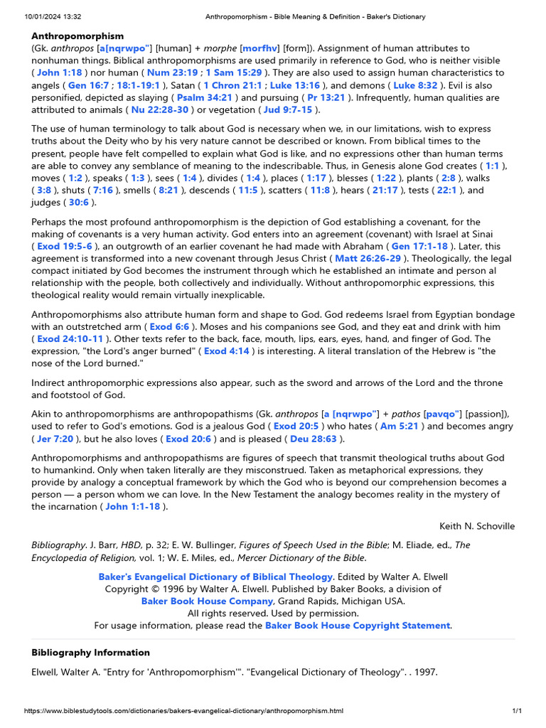 Anthropomorphism - Bible Meaning & Definition - Baker's Dictionary ...