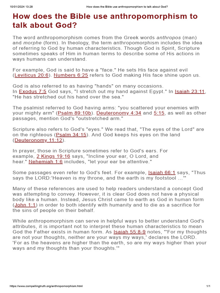 How Does The Bible Use Anthropomorphism To Talk About God | PDF | God ...