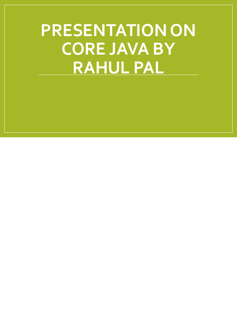 Presentation On Core Java | PDF | Java (Programming Language) | Java Virtual Machine