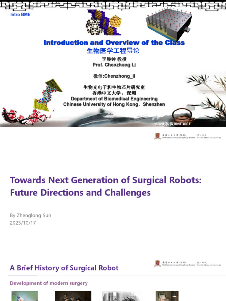 2023 BME 3001 Intro BME Section 13 Medical Robotics | PDF | Medical ...