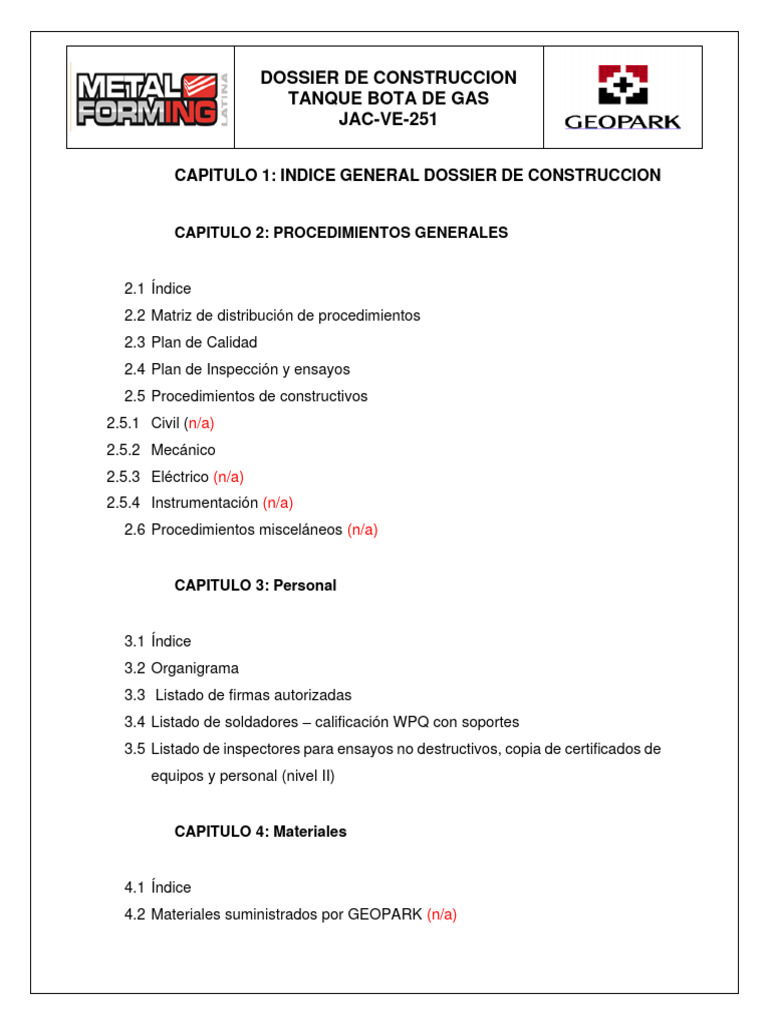 Indice Dossier Bota de Gas | PDF | Conocimiento procedimental | Metrología