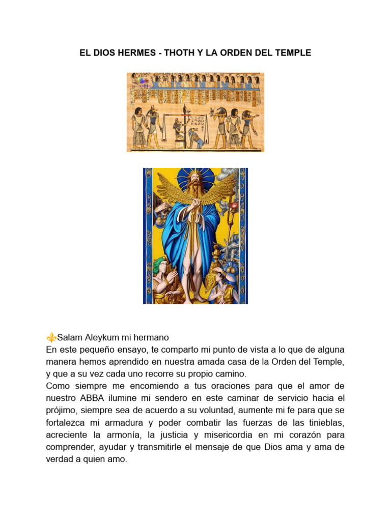 El Dios Hermes - Thoth y La Orden Del Temple | PDF | Hermes Trismegisto ...
