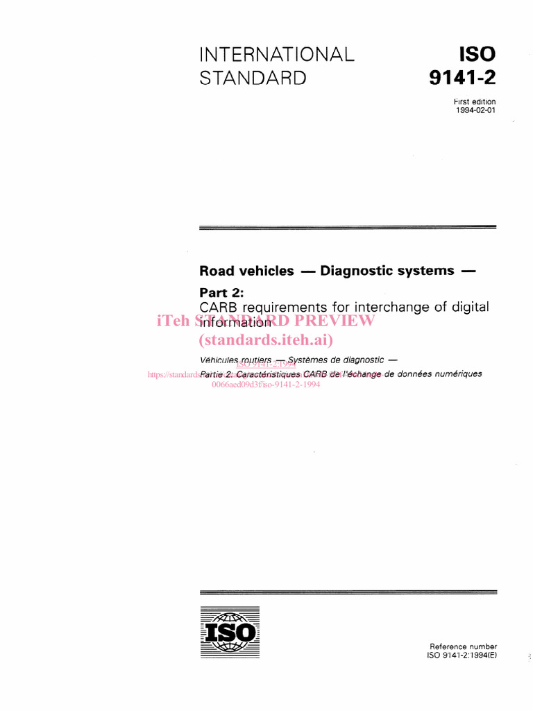Iso 9141 2 1994 | PDF | International Organization For Standardization ...
