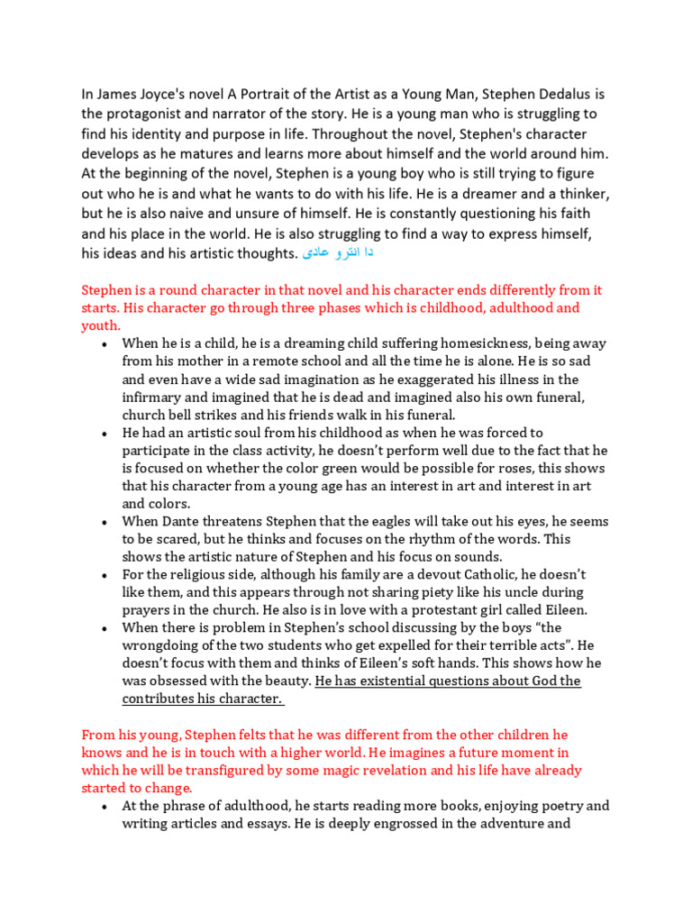 Theme and Character | PDF | A Portrait Of The Artist As A Young Man