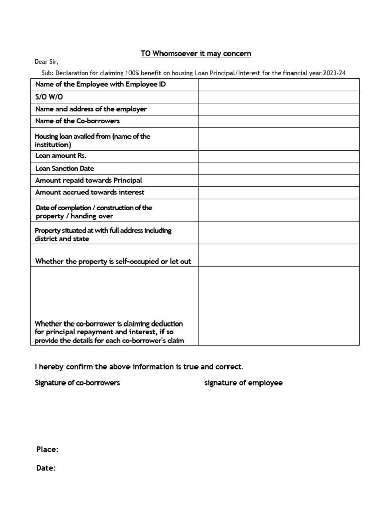 Joint Declaration - Home Loan | PDF | Law