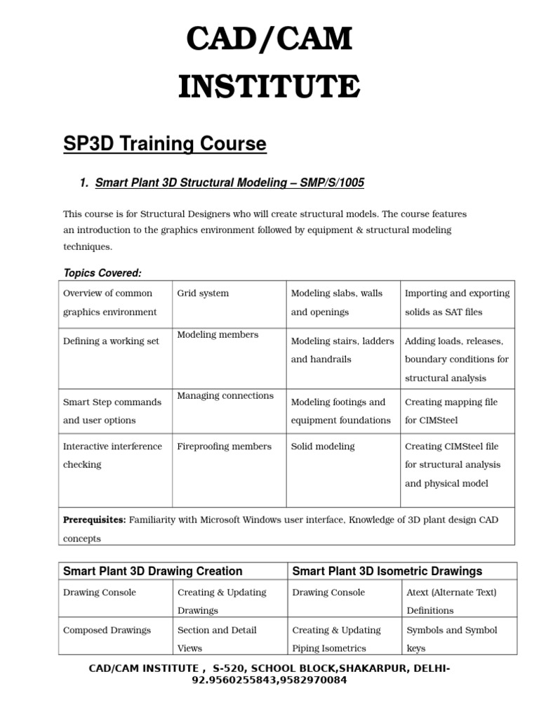 SP3D Training: Structural & Piping Courses | PDF | 3 D Computer ...