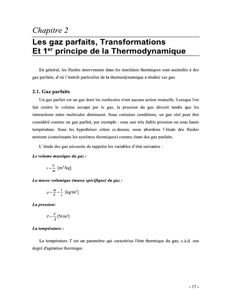 Cours Thermodynamique Chap2 | PDF