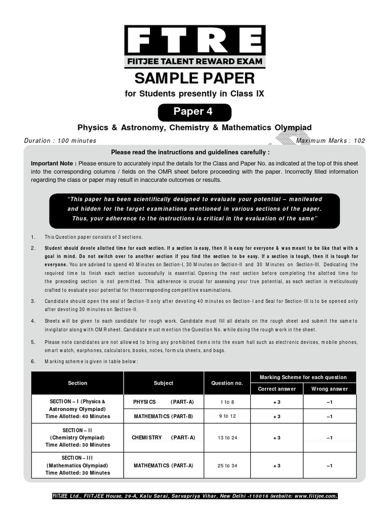 Ftre 2023 Sample Paper Class Ix p4 S&M | PDF | Force | Velocity