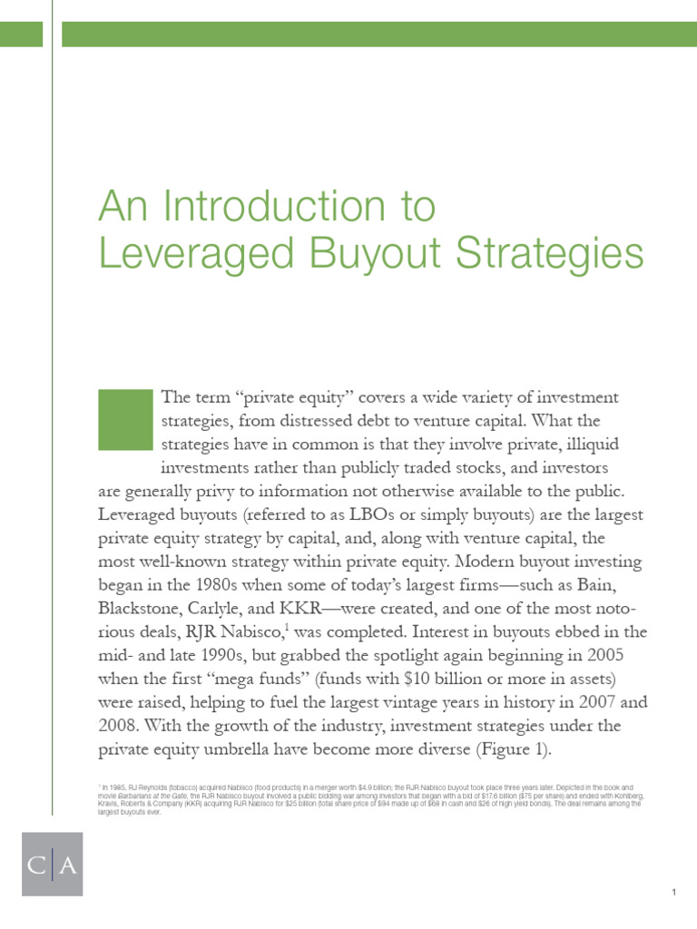 An Introduction To Leveraged Buyout Strategies | PDF | Leveraged Buyout | Private Equity