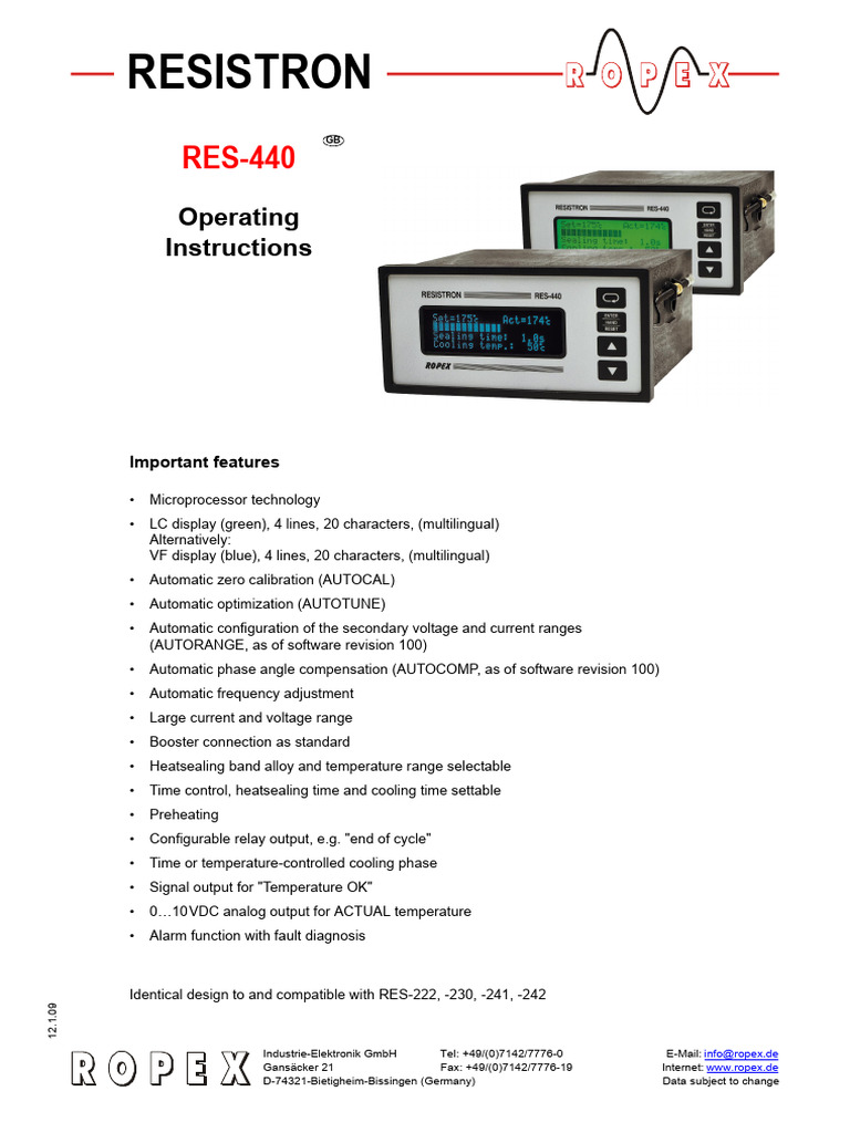 Ropex Res 440 - e | PDF | Transformer | Electromagnetic Compatibility