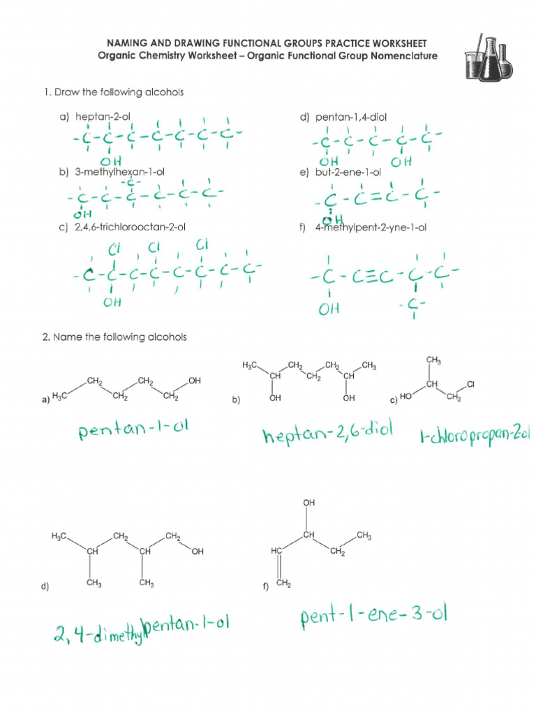 Functional Group Naming Practice Key | PDF