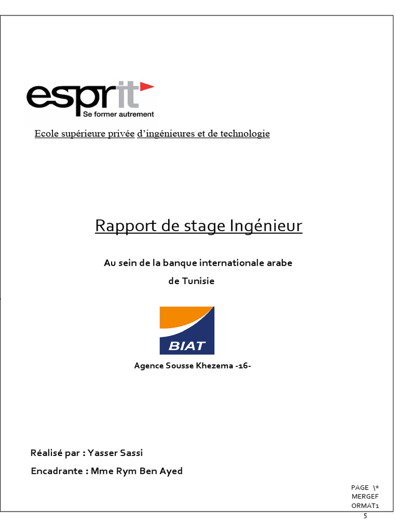 Rapport Stage Au Sein de BIAT | PDF | Risque financier | Banques