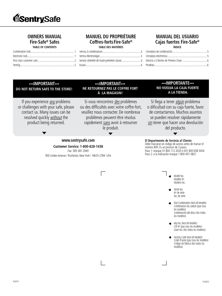 Caja Sentry S3417 Manual | PDF