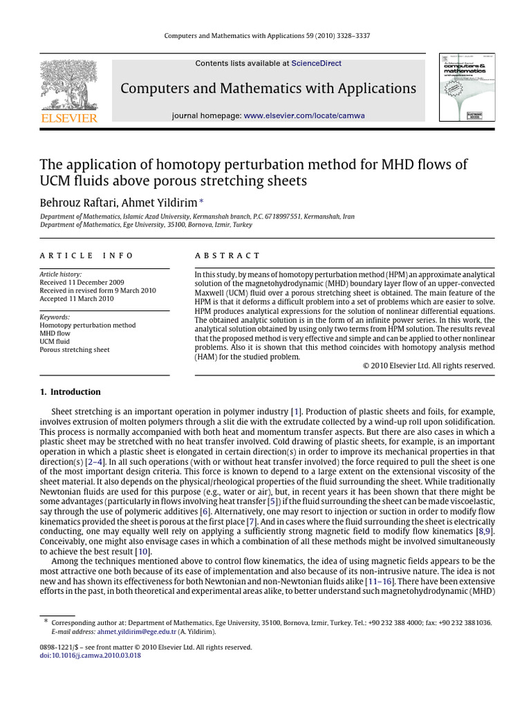 The Application of Homotopy Perturbation Method For MHD Flows of UCM Fluids Above Porous ...