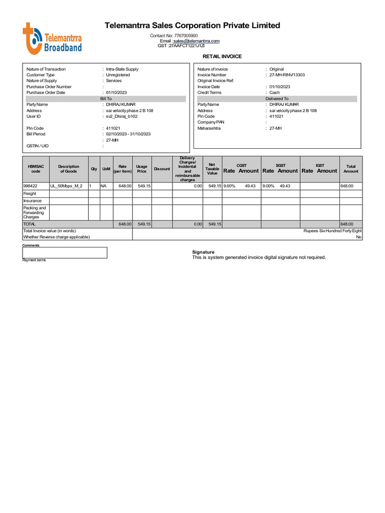 Purchase Invoice 101381860 | PDF | Invoice | Service Industries
