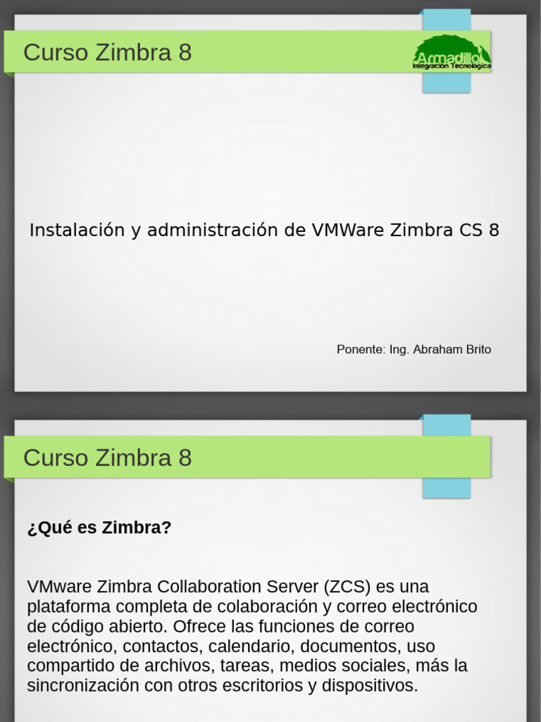 Curso de Instalación y Administración Zimbra 8 | PDF | Redes | Servidor web