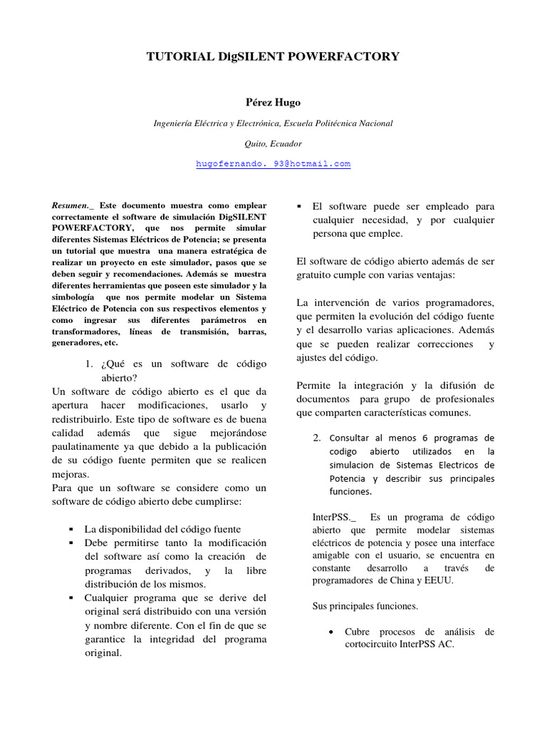 Ejemplo de Modelacion en DigSILENT | PDF | Software | Transformador