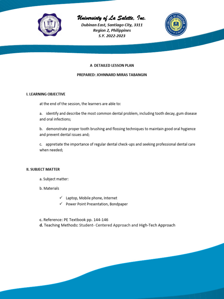 Personal Community and Environment Lesson Plan! | PDF | Oral Hygiene ...