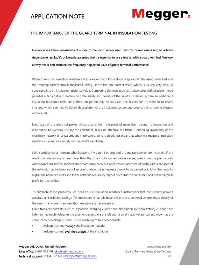 Guard Terminal's Role in Insulation Testing | PDF | Electrical ...