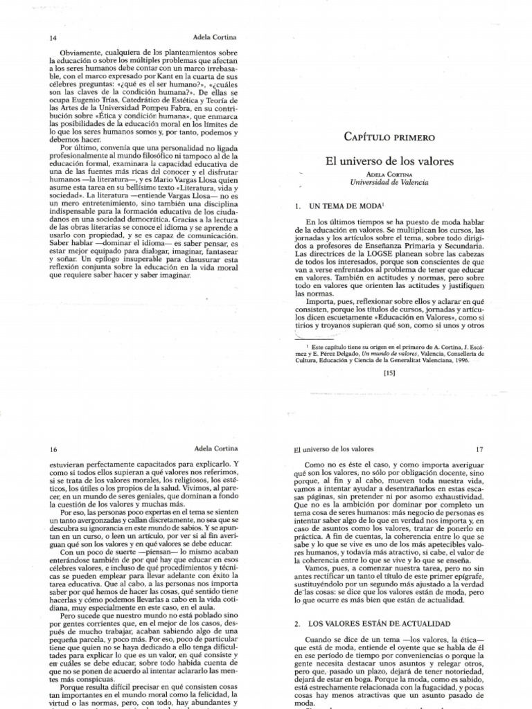 Adela Cortina El Universo De Los Valores Pdf