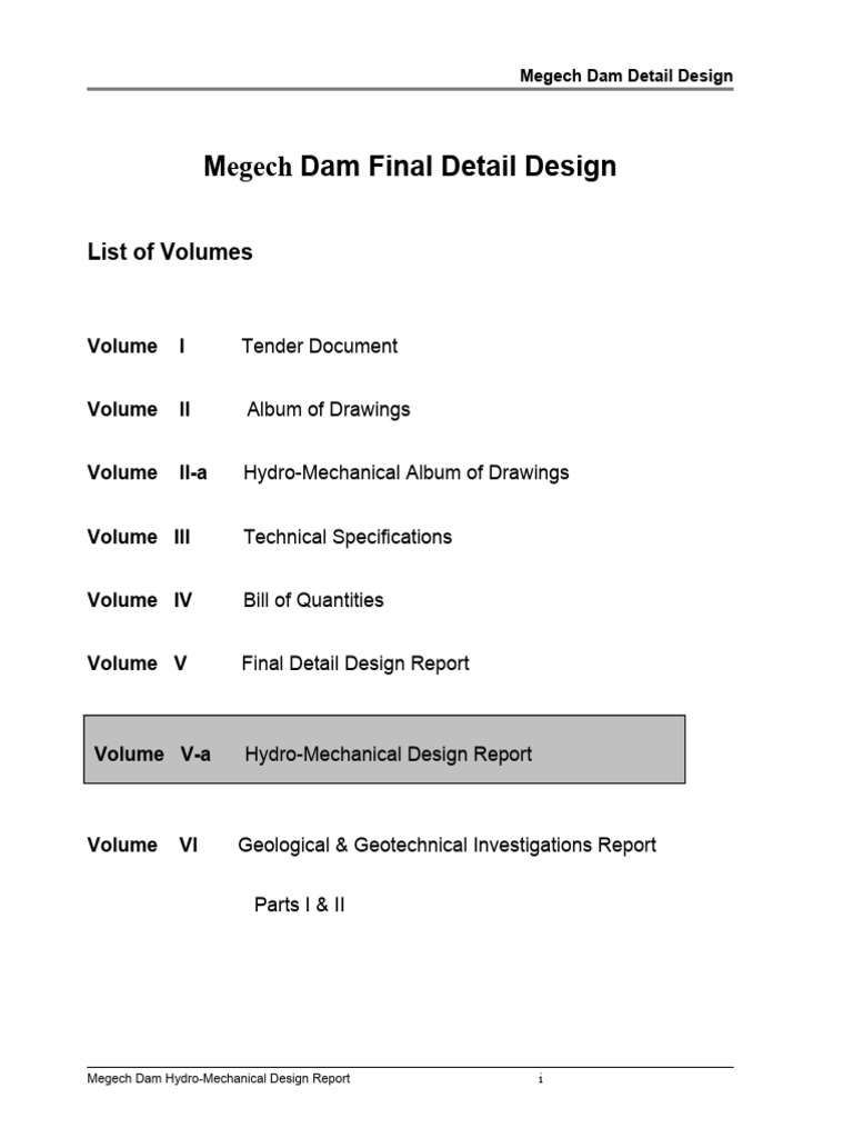 Megech Dam Hydro-Mechanical Design | PDF | Bearing (Mechanical) | Valve