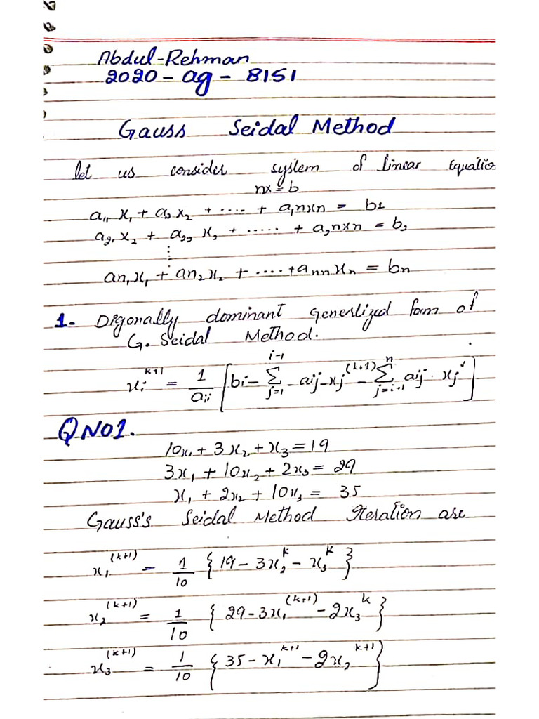 Gauss Seidal Method | PDF