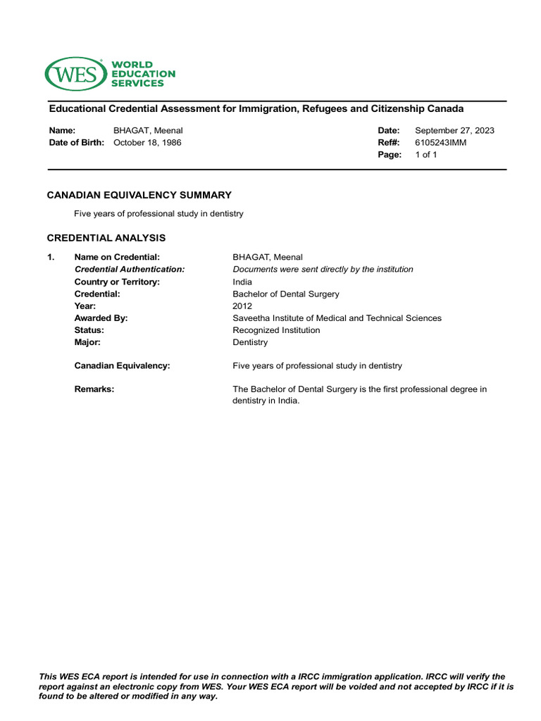 Educational Credential Assessment For Immigration, Refugees and ...