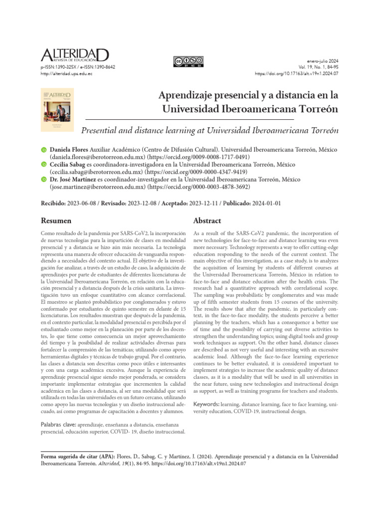 7085-Texto Del Artículo-52329-1-10-20240108 | PDF | Aprendizaje | Educación a distancia