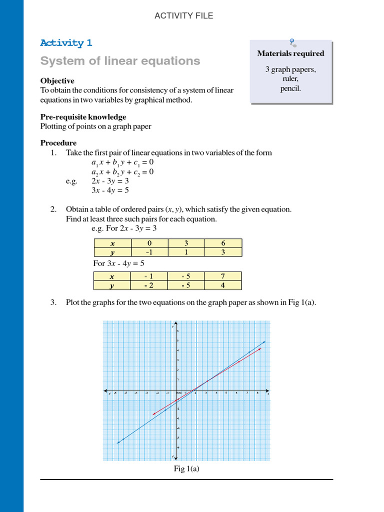 Math Activity File | PDF | System Of Linear Equations | Equations