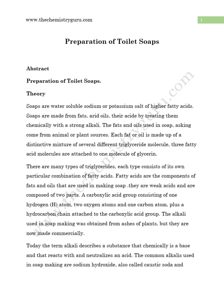 Preparation of Toilet Soaps | PDF | Soap | Sodium Hydroxide