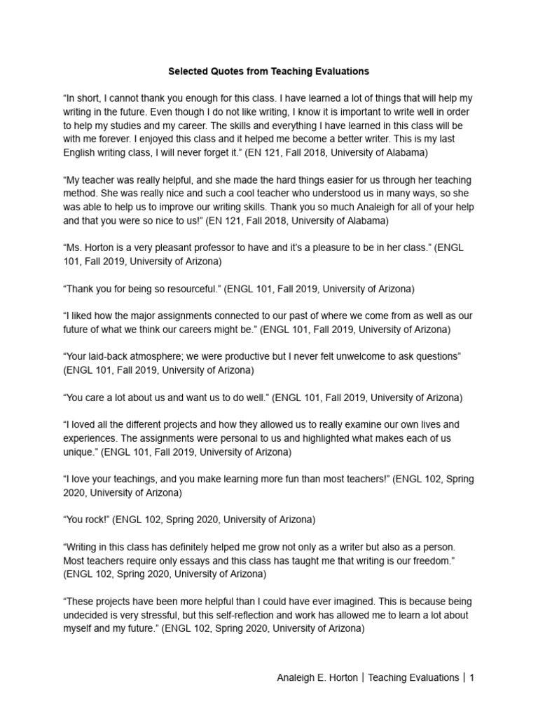 Teaching Evaluations | PDF