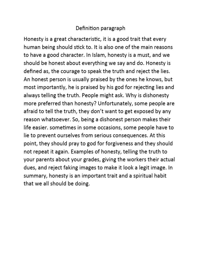 Definition Paragraph | PDF