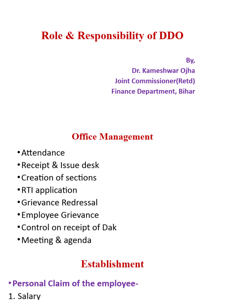 DDO & Its Role & Responsibility | PDF