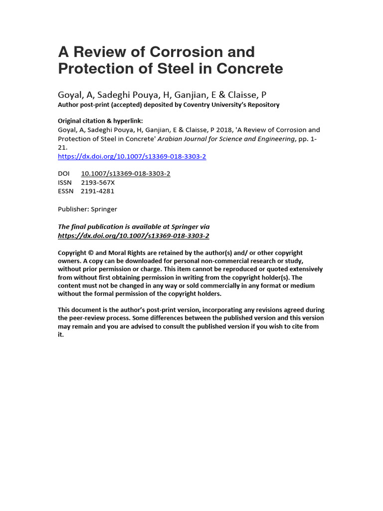 A Review of Corrosion and Protection of | PDF