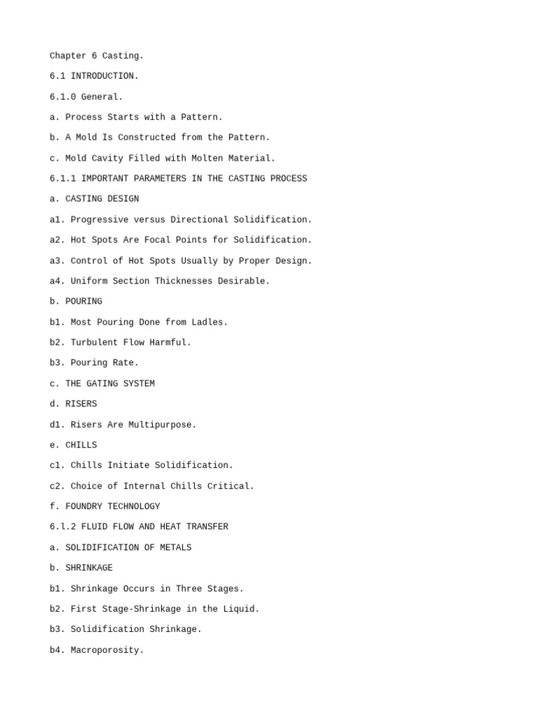 Chapter 6 Casting. | PDF | Foundry | Metallurgy
