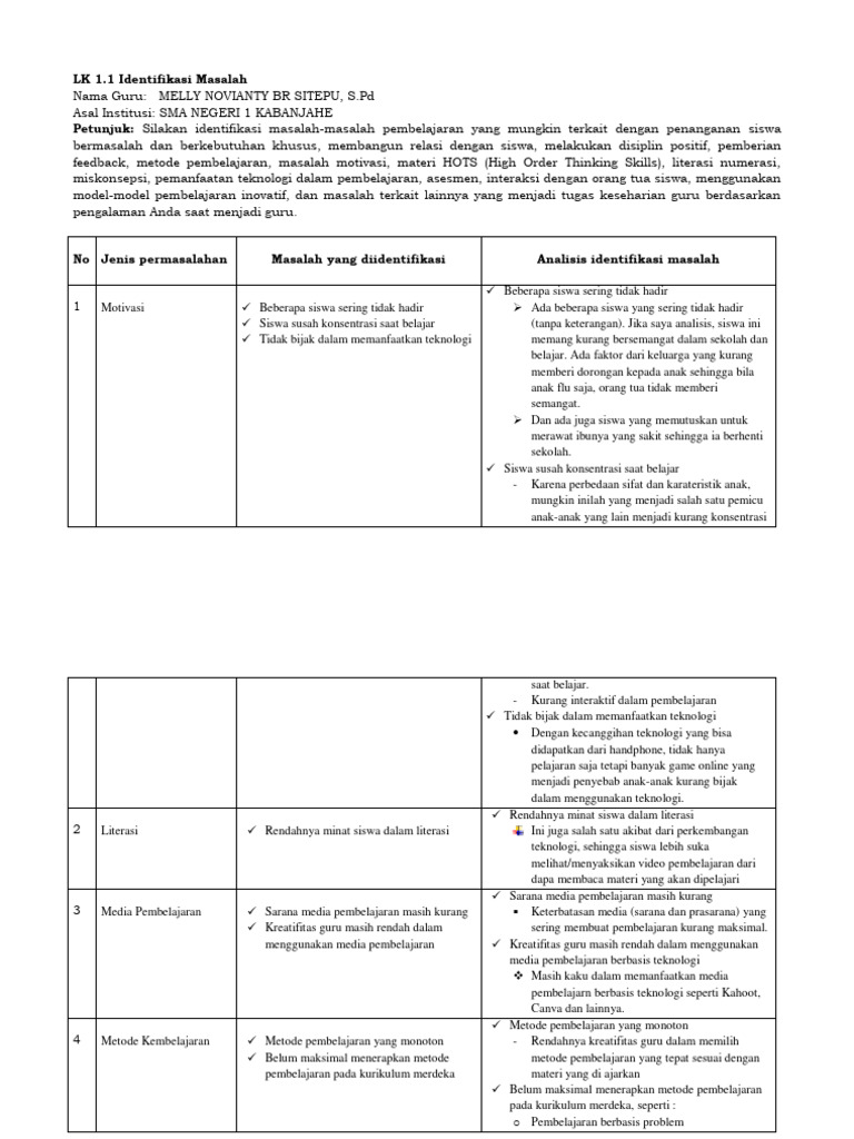Contoh Identifikasi Masalah | PDF