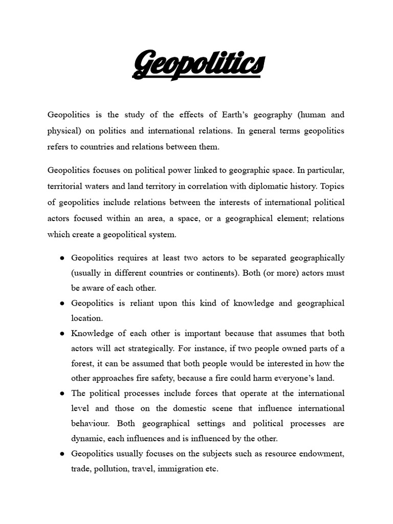 Geopolitics N Geoeconomics | PDF | Geopolitics | Petroleum