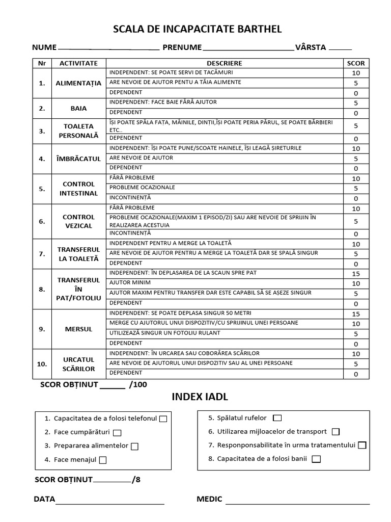 BARTHEL Si IADL Final | PDF
