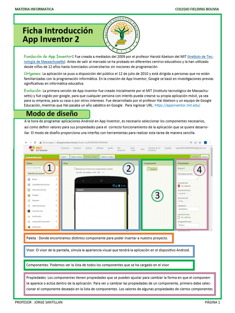 ficha 1 informatica app inventor 2 | PDF | Aplicación movil | Tecnologías de la información